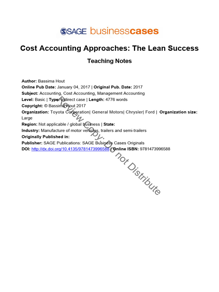 Cost Accounting Approaches The Lean Success TN | PDF | Lean ...