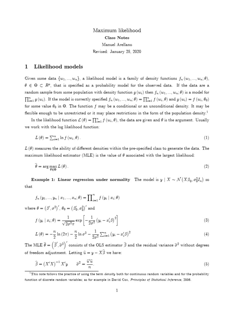 MLE Lecture Note For Econometrician | Download Free PDF | Logistic Regression | Estimator
