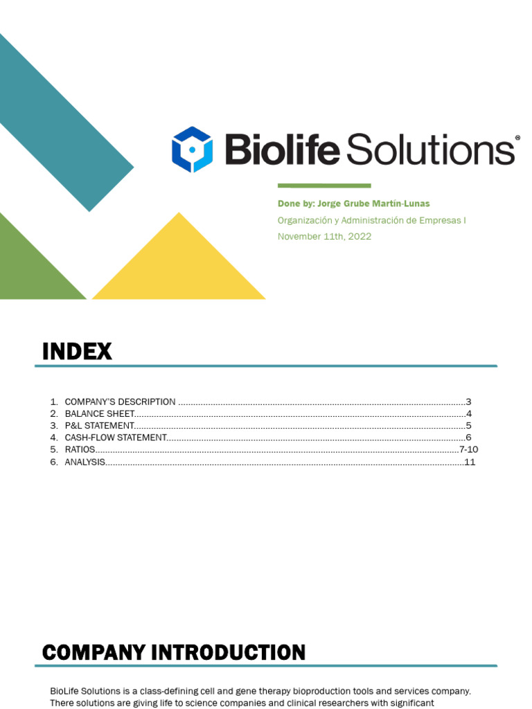 BioLife Solutions Analysis | PDF | Equity (Finance) | Income Statement