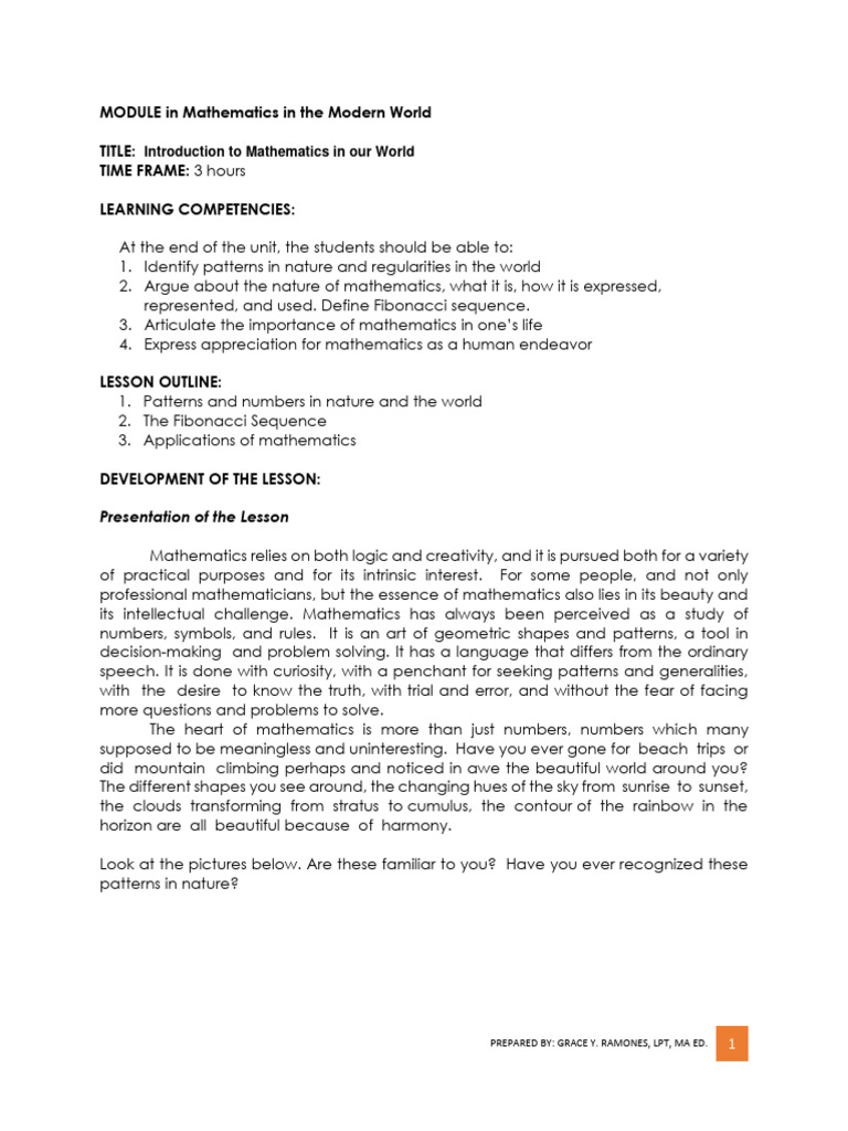 Math Patterns in Nature & Life | PDF | Mathematics | Discrete Mathematics