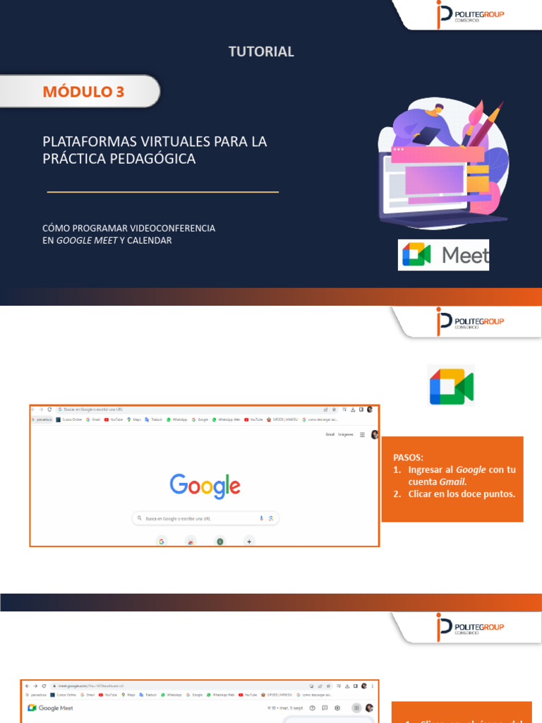 Tutorial para Programar Videoconferencia Meet-03-10 | PDF