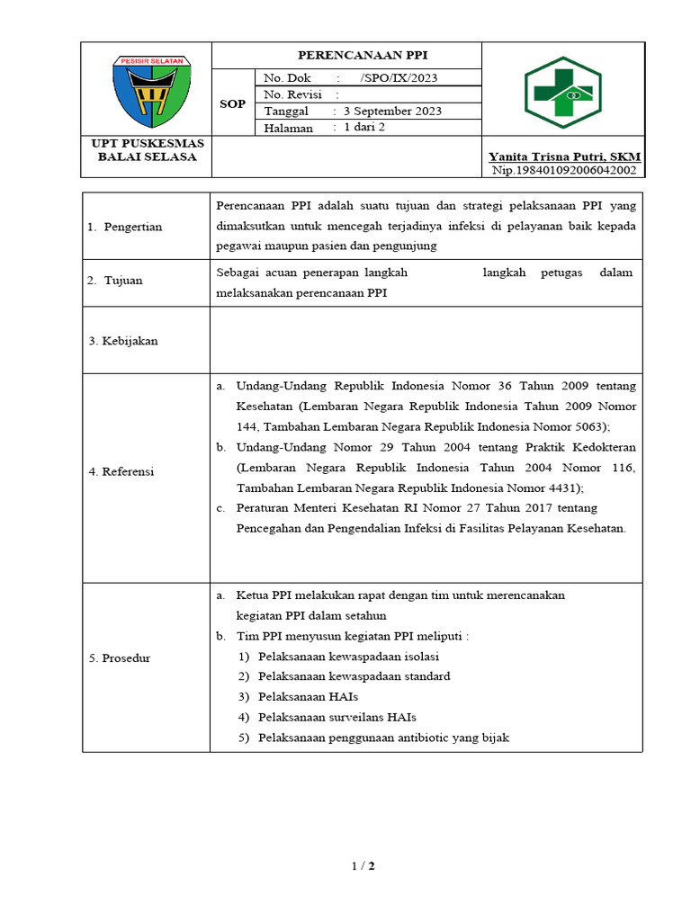 2023 SPO PERENCANAAN PPI | PDF