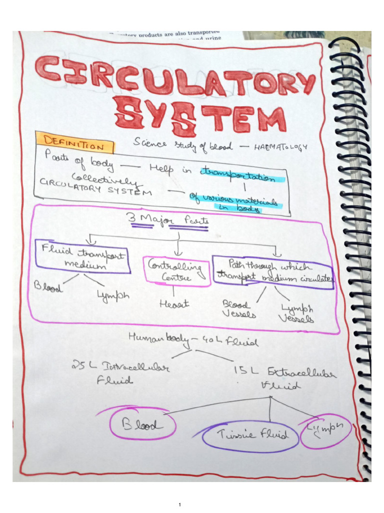 Icse Class 10 Biology Circulatory System Handwritten Notes by Krishna ...