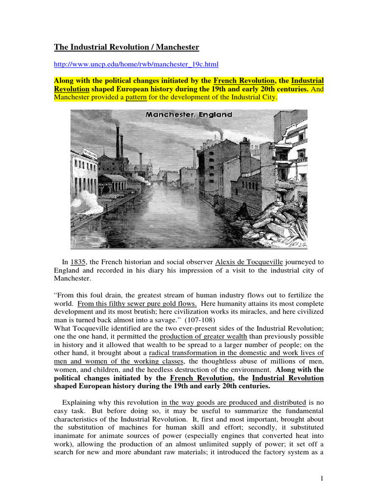 130802the Industrial Revolution Manchester | PDF | Spinning (Textiles ...