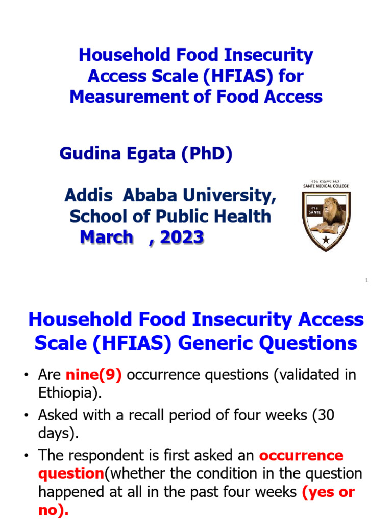 HFIAS: Measuring Household Food Insecurity | PDF | Food Security ...