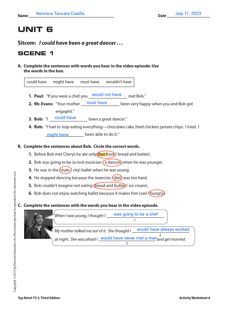 UNIT 06 TV Activity Worksheets | PDF