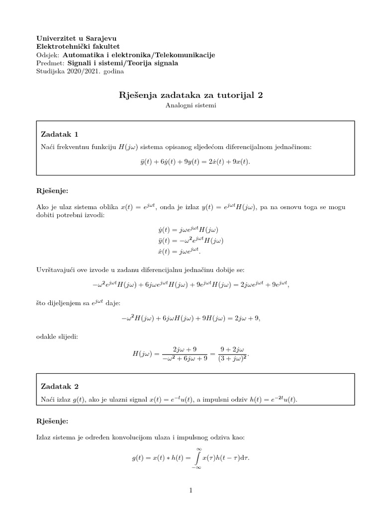 SIS - TS - Rješenja Zadataka Za T2 | PDF