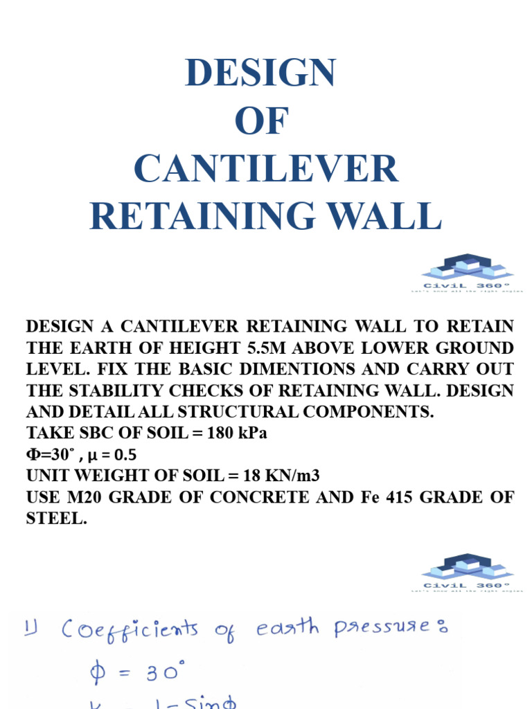 Design of Cantilever Retaining Wall | PDF