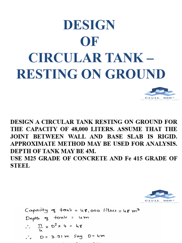 Design of Circular Tank Resting On Ground With Rigid Base | PDF
