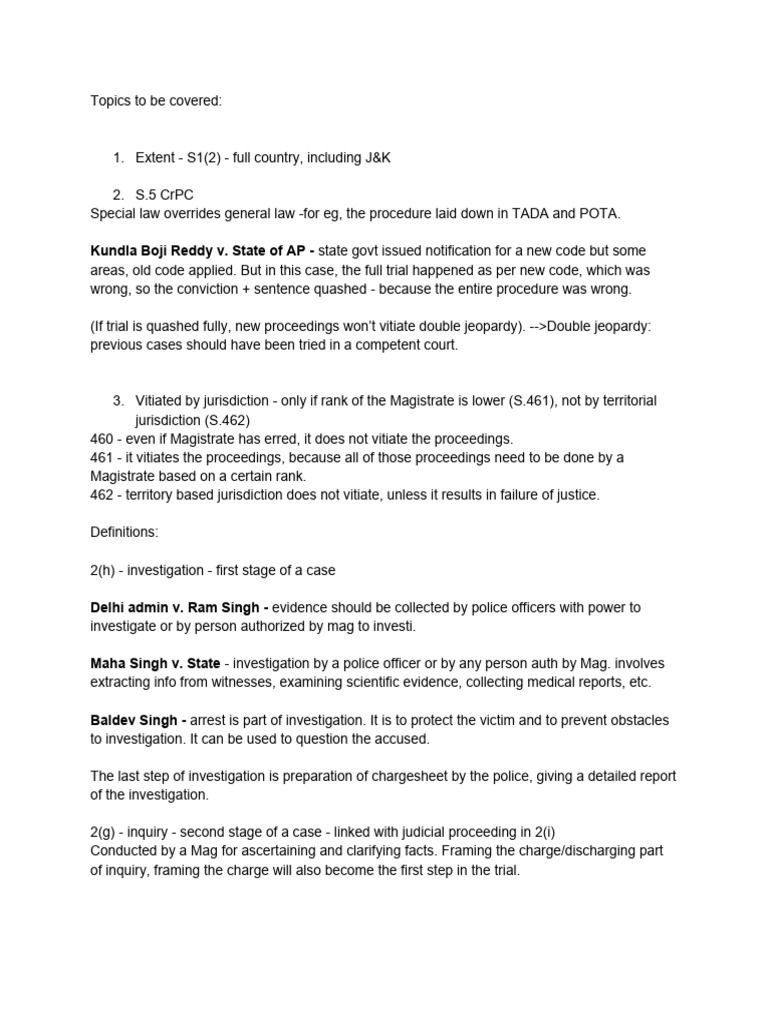 CRPC Quick Guide | PDF | Bail | Confession (Law) CRPC Quick Guide | PDF | Bail | Confession (Law)