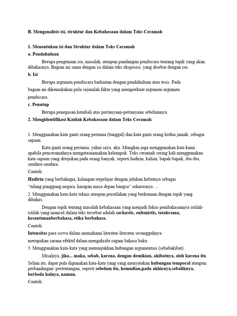 Struktur Dan Kaidah Kebahasaan Teks Ceramah | PDF | Karier & Perkembangan | Seni & Disiplin Bahasa