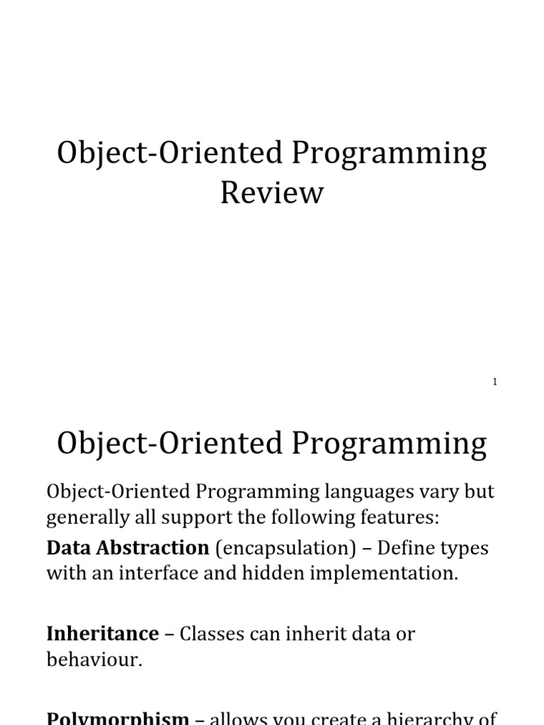 Lecture02 Oop Review Pdf Method Computer Programming Inheritance Object Oriented