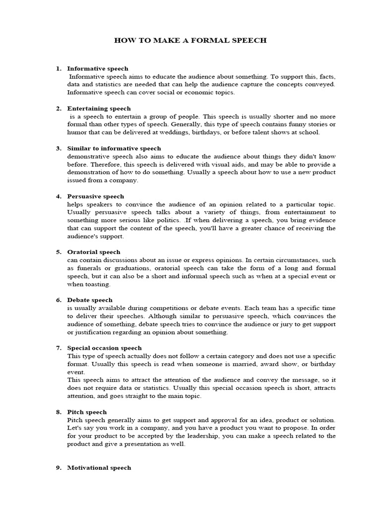 How To Make A Formal Speech | PDF | Public Speaking | Cognition