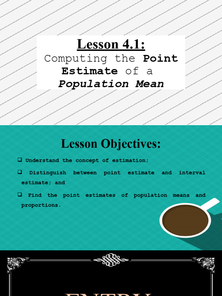 Lesson 4.1 Computing The Point Estimate of A Population Mean | PDF ...