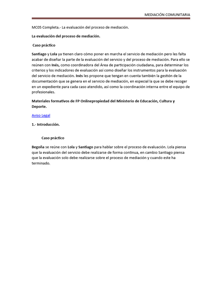 MC05 | PDF | Evaluación | Mediación