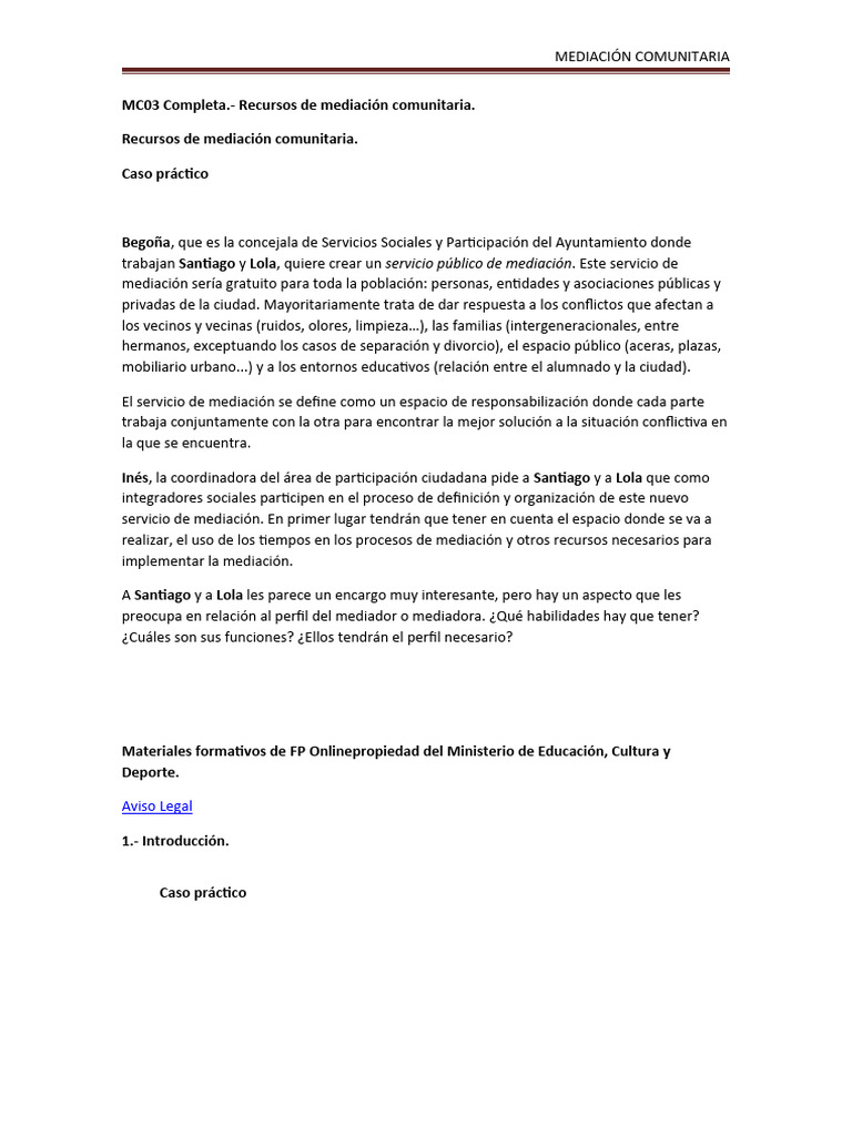 MC03 | PDF | Mediación | Trabajo Social