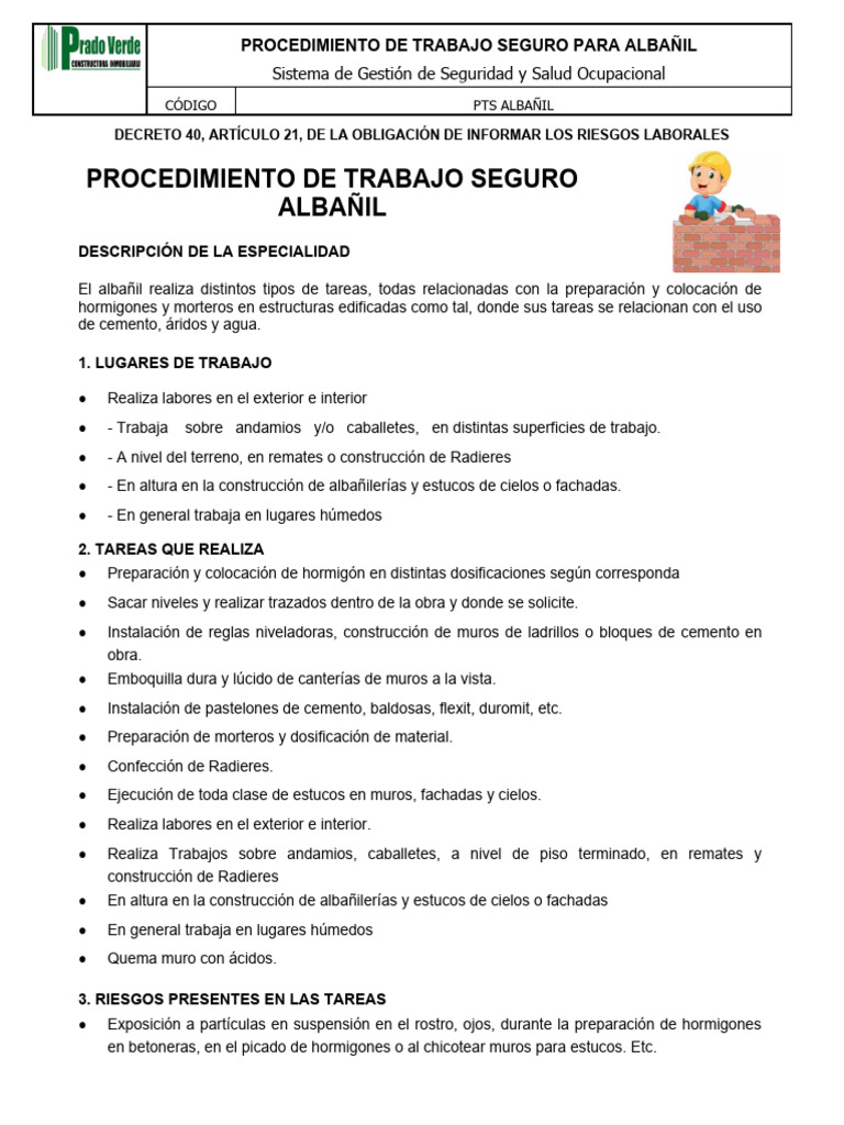 14.-ALBAÑIL (V2 - 06.23) Ok+ | PDF | Seguridad y salud ocupacional ...