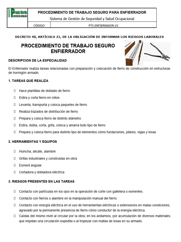 12.-ENFIERRADOR (V2 06.23) Ok+ | PDF | Seguridad y salud ocupacional