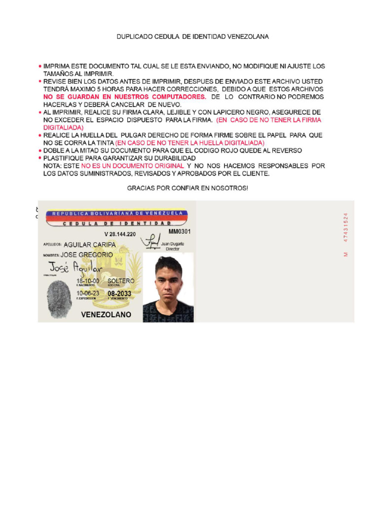 Cedula Jose Aguilar | PDF