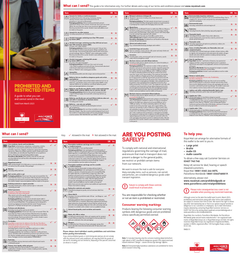 Mail Restrictions Guide | PDF | Mail | Lithium Ion Battery