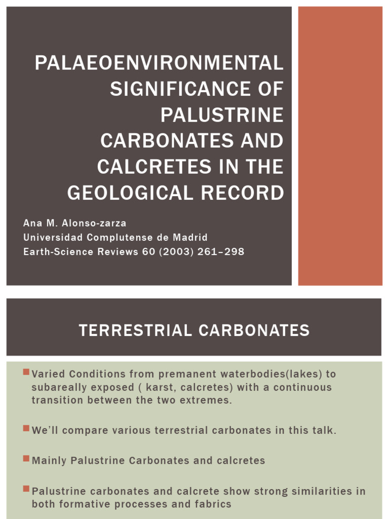 Palaeoenvironmental Significance of Palustrine Carbonates and Calcretes ...