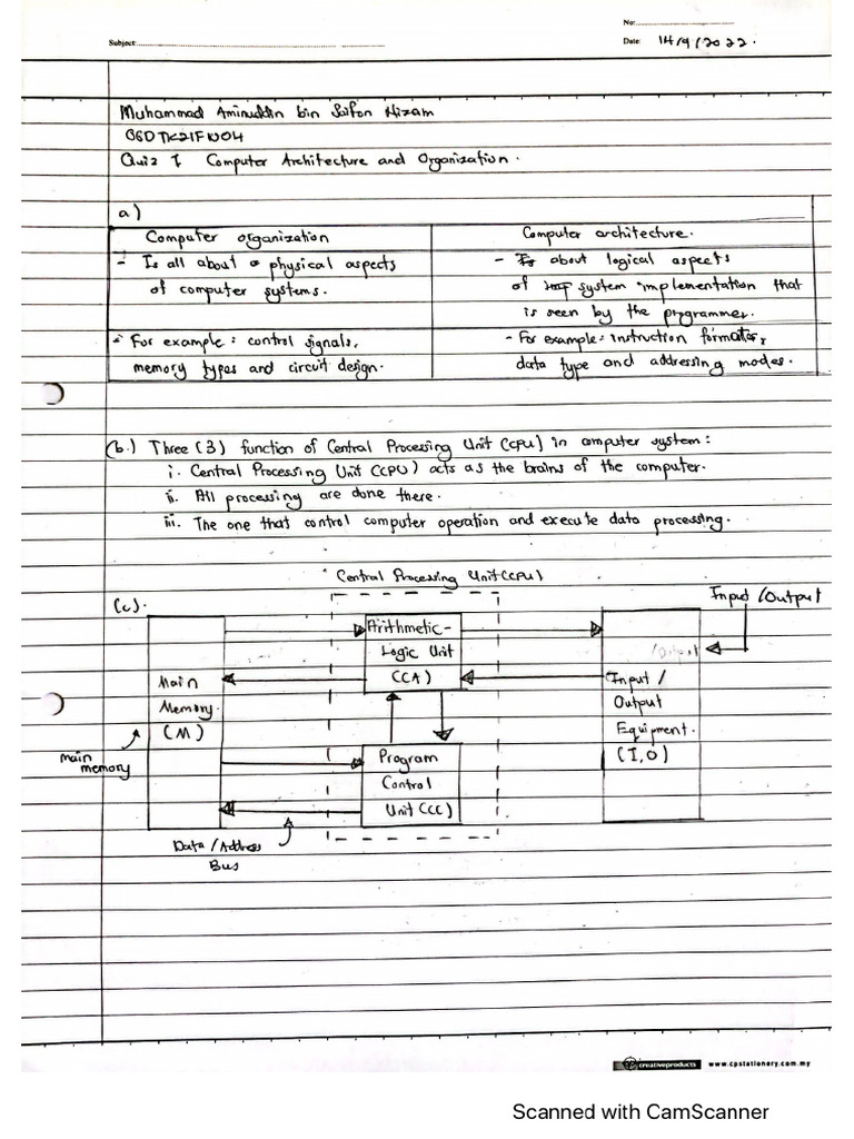 Quiz1 Comp - Arch | PDF