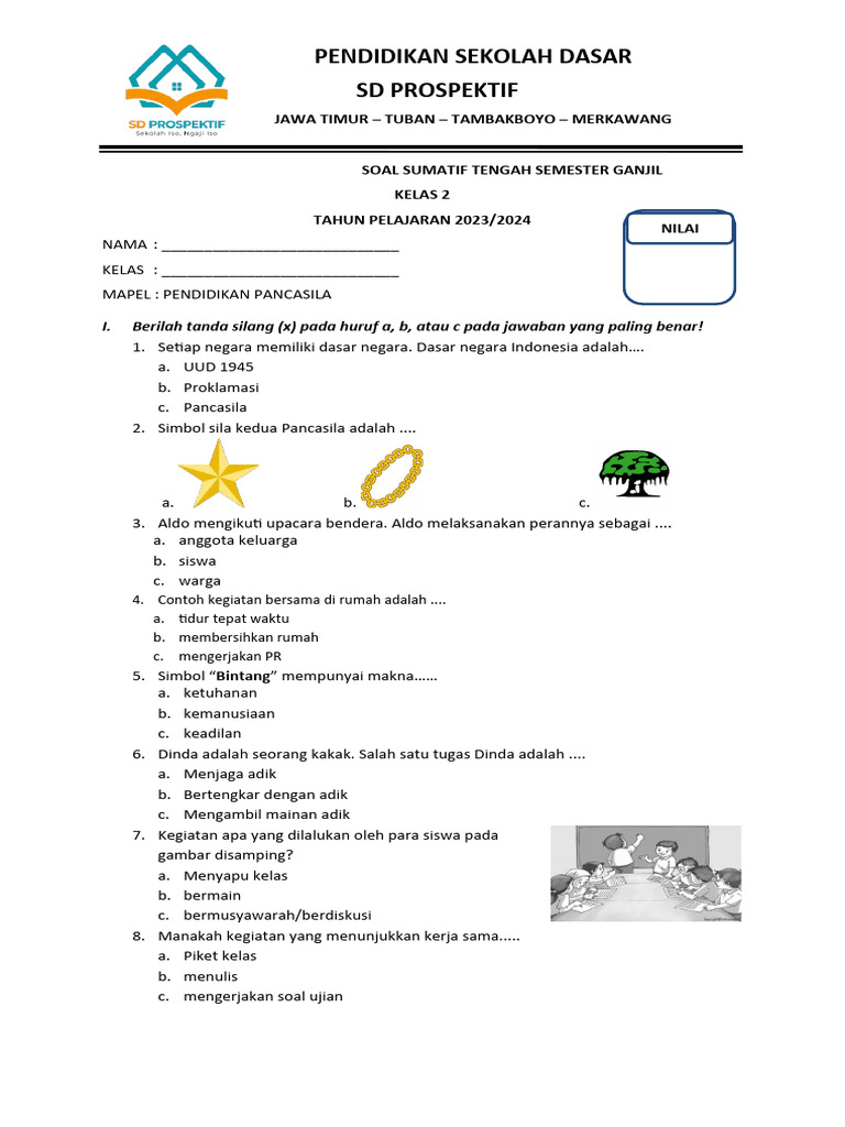 Soal PPKN - KLS Ii - SMT I - PTS | PDF