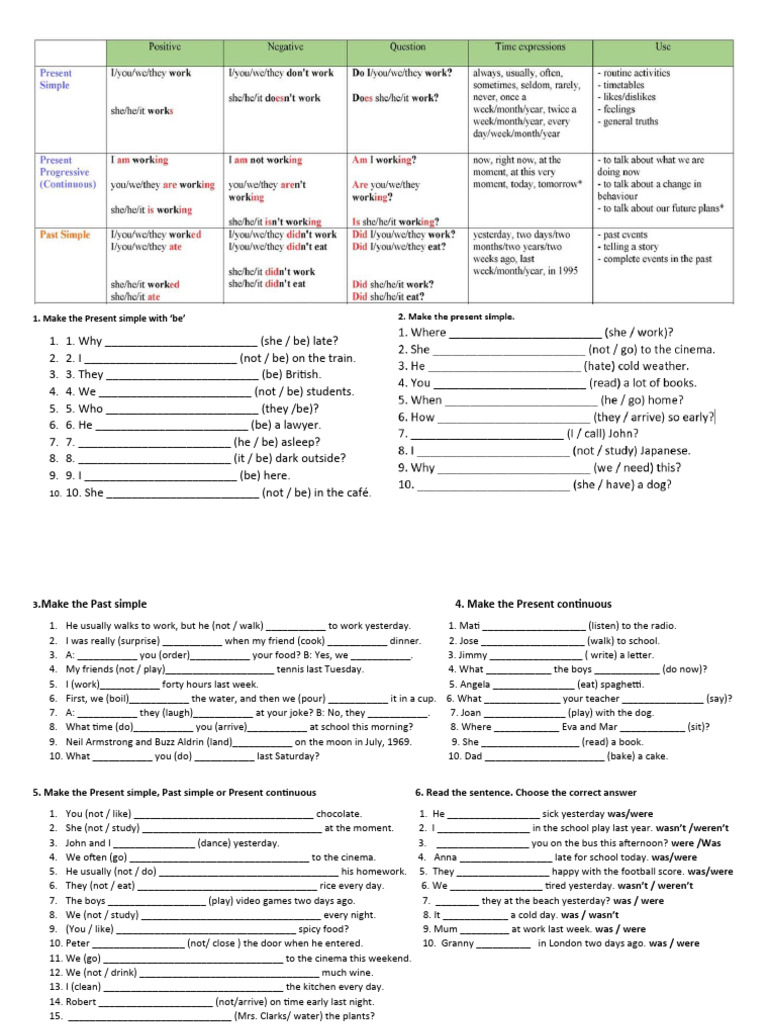 Past Simple Present Simple Continuous | PDF