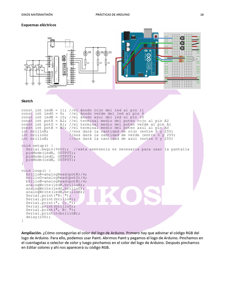 Prácticas Arduino: LEDs y Piezo | PDF | Diodo emisor de luz | Modelo de color Rgb