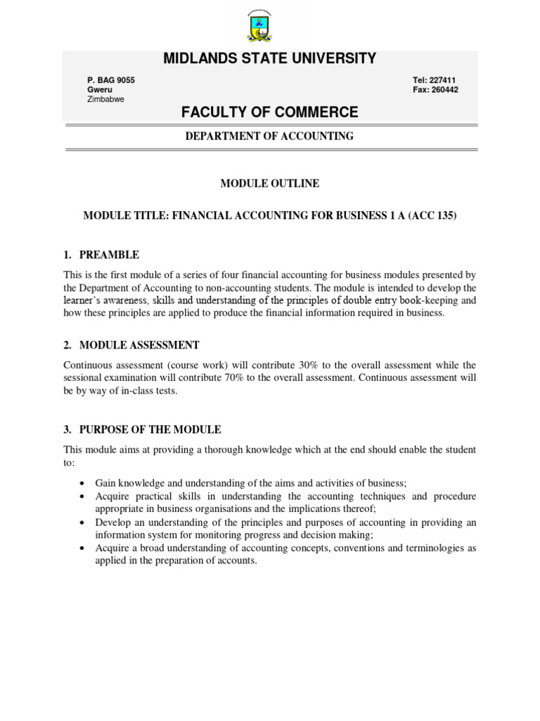 Acc Module Outline | PDF | Debits And Credits | Depreciation