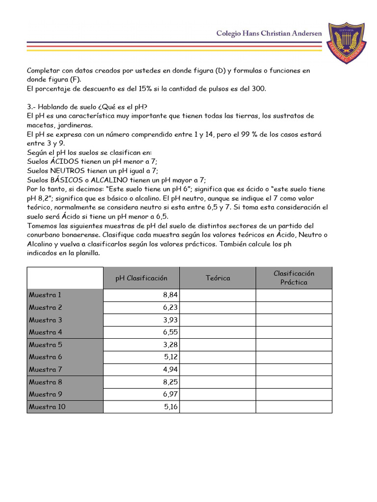 Ejercicio Excel - PH | PDF