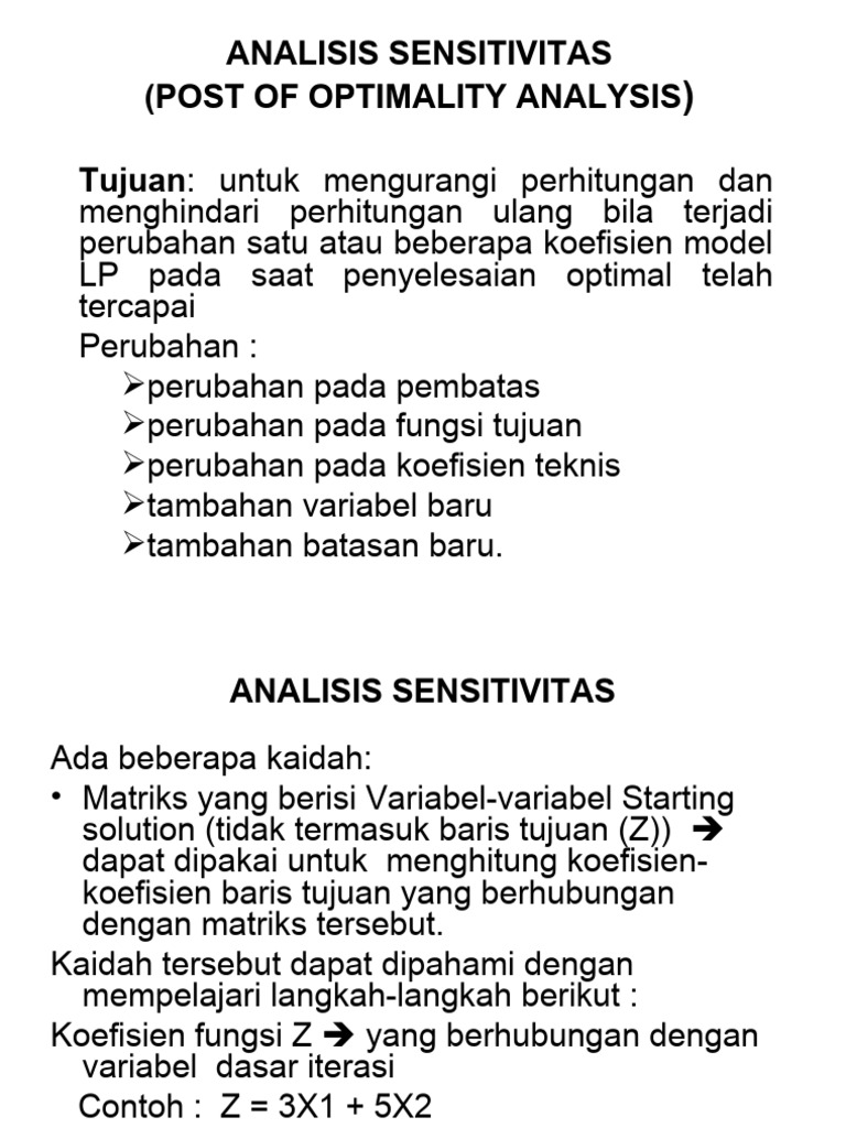 Analisis Sensitivitas | PDF