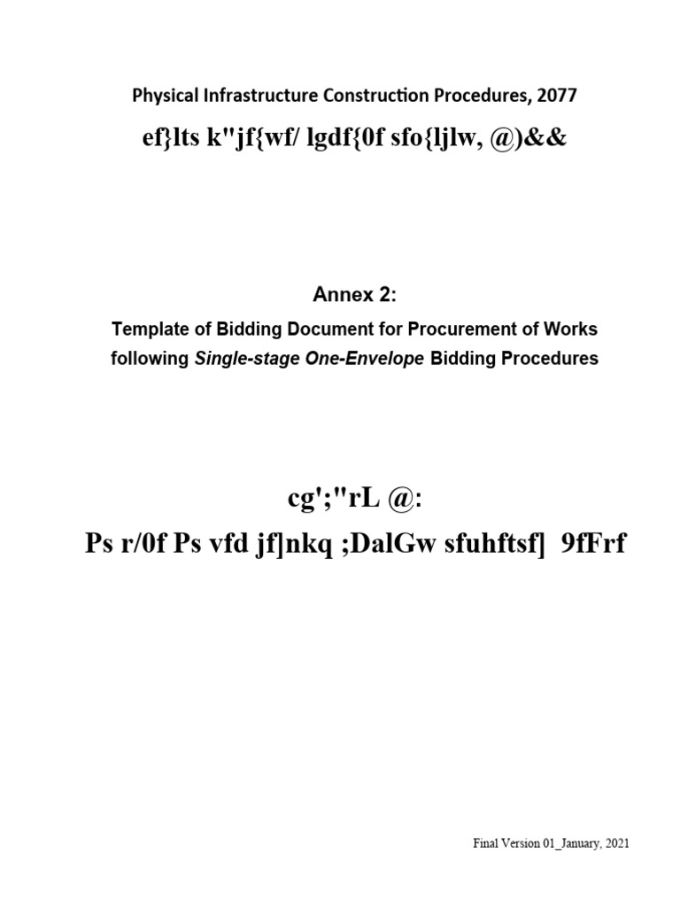 Annex 2 Template of Bidding Document Procurement of Works - 1s1e - Final | Download Free PDF ...