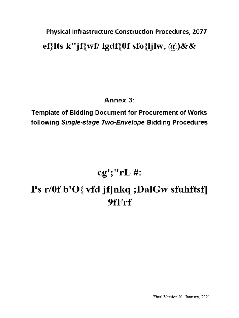 Annex 3 Template of Bidding Document Procurement of Works - 1S2E ...