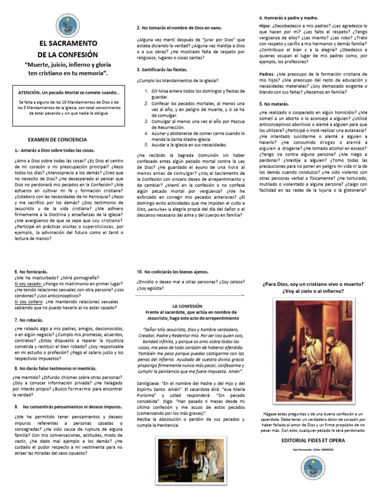 Tríptico Sacramento Confesión. Editorial Fides Et Opera MMXXIII | PDF ...