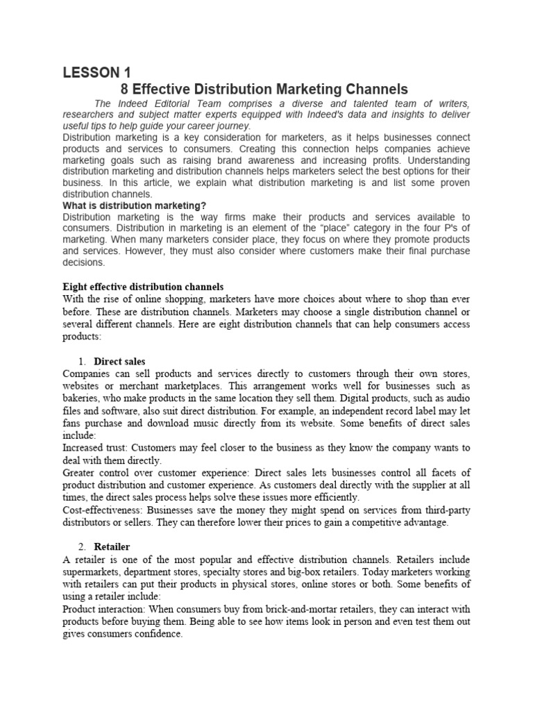 Distribution Lesson | PDF | Supply Chain | Supply Chain Management