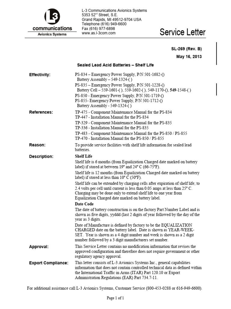 SL-269 (Emergency Power Supply) | PDF