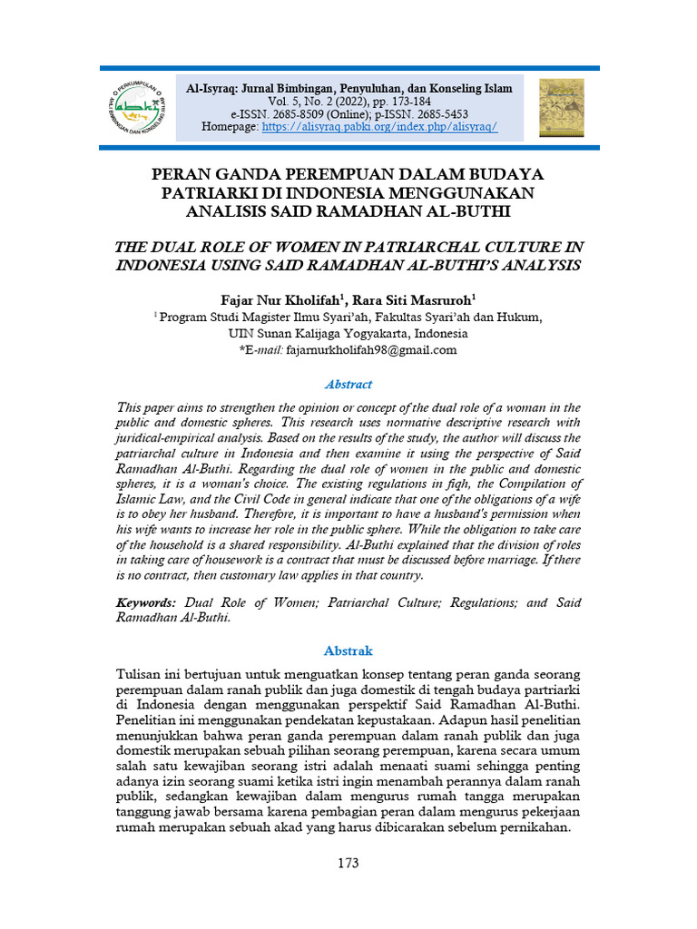 Peran Ganda Perempuan Dalam Budaya Patriarki | PDF