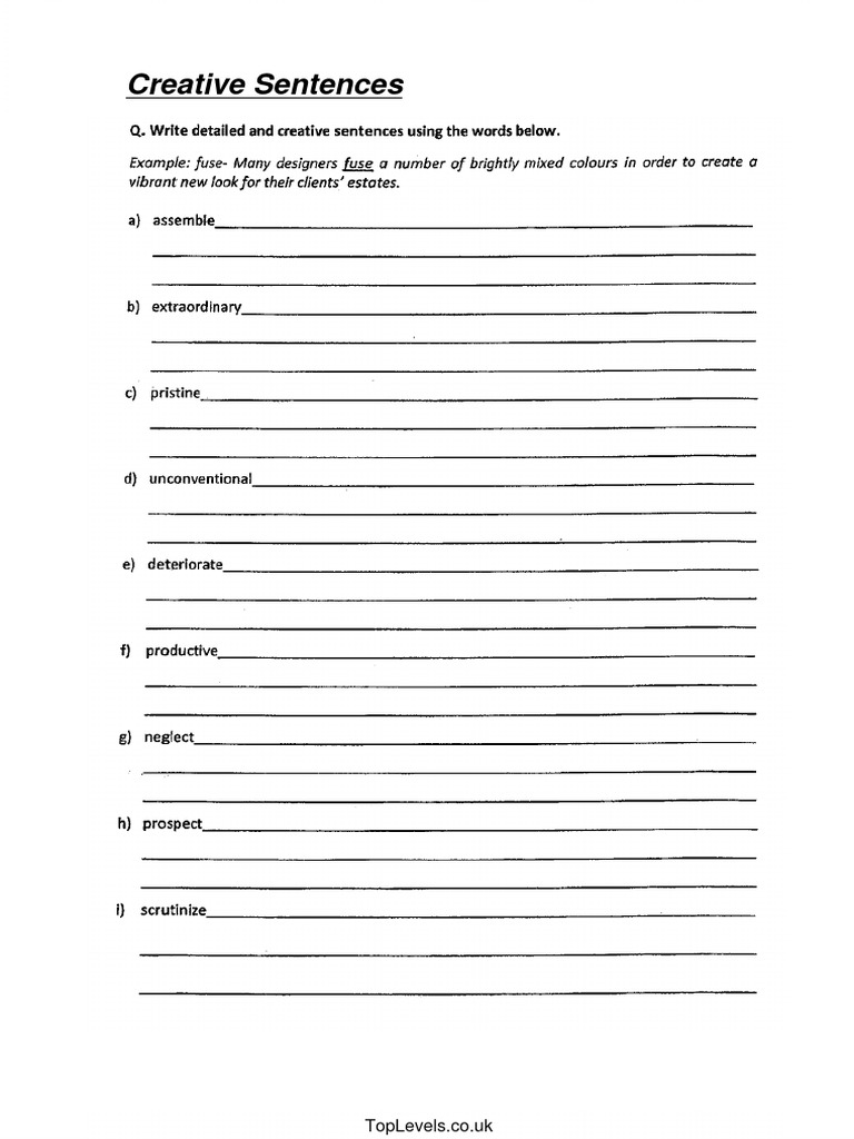 Year 7 Creative Sentences | PDF