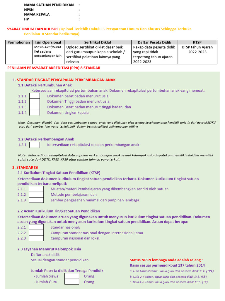 Instrumen Ppa Tahun 2023 Silakan Di Print | PDF