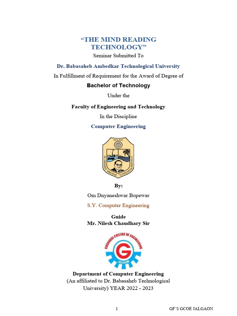 Mind Reading Technology | PDF | Electroencephalography | Human–Computer ...