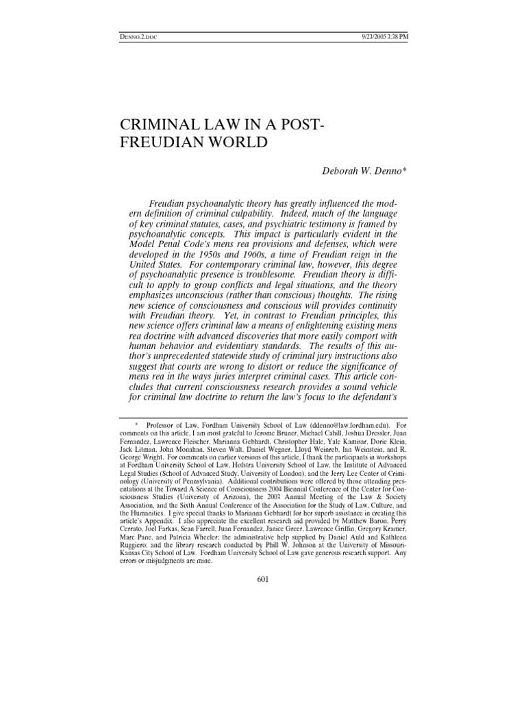 Denno 2P | PDF | Psychoanalysis | Mens Rea
