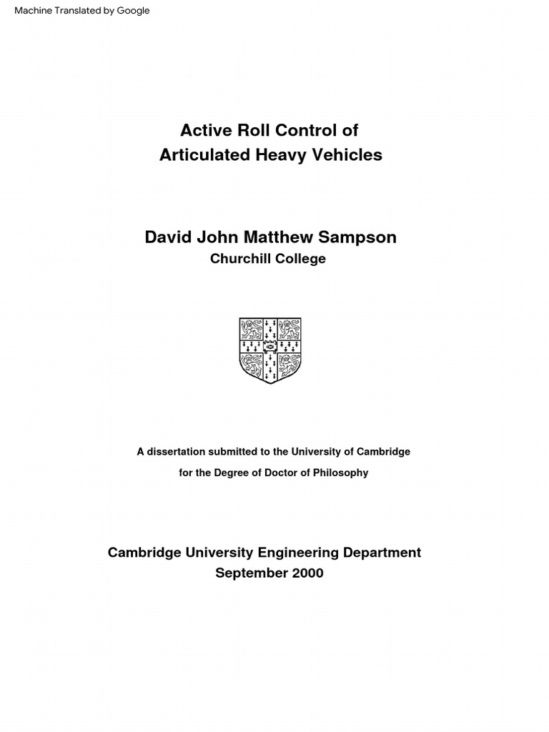 Active Roll Control of Articulated Heavy Vehicles | PDF | Control Theory | Mechanical Engineering