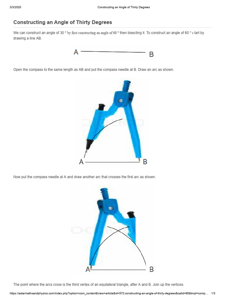 Constructing a 30 Degree Angle | PDF | Teaching Methods & Materials ...
