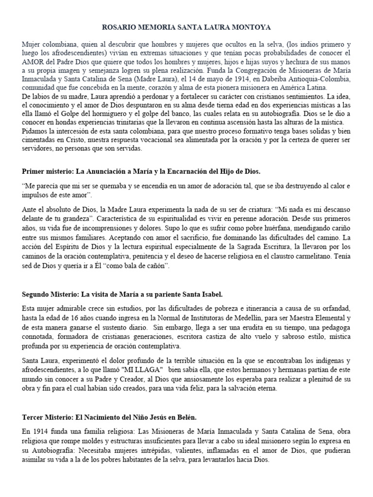 Rosario Santa Laura Monotya | PDF | María, madre de Jesús