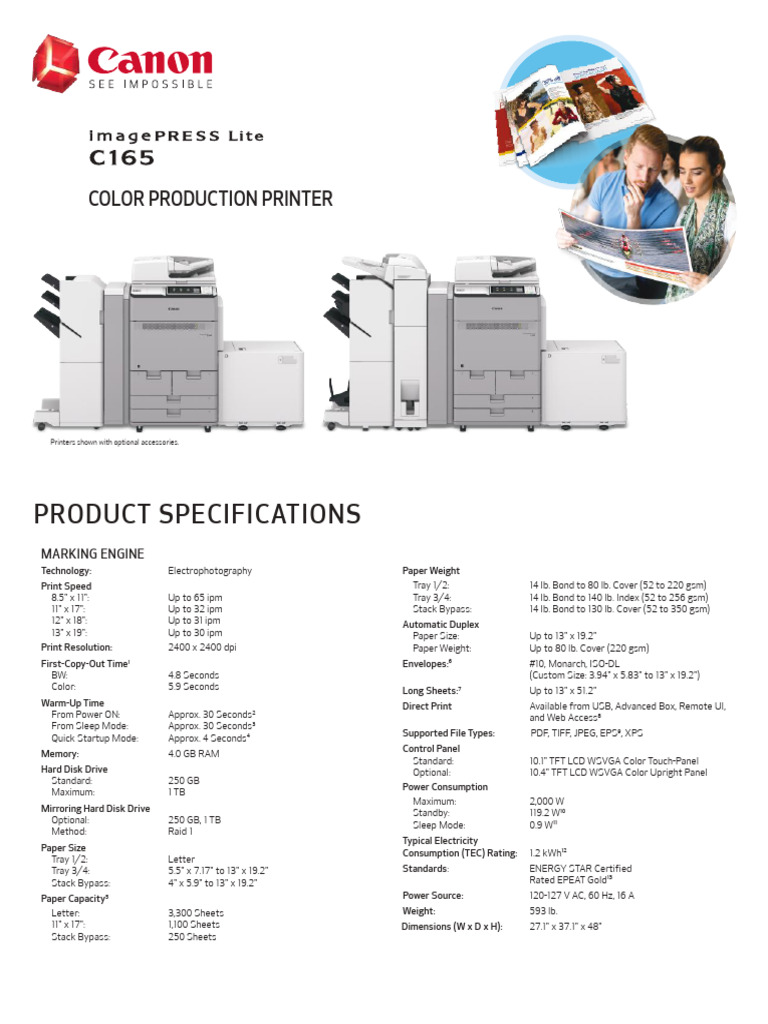Color Production Printer Specs | PDF | Paper | Fax