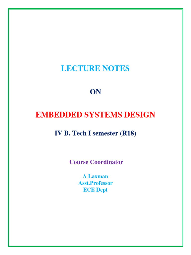 ESD Notes | PDF | Microcontroller | Embedded System