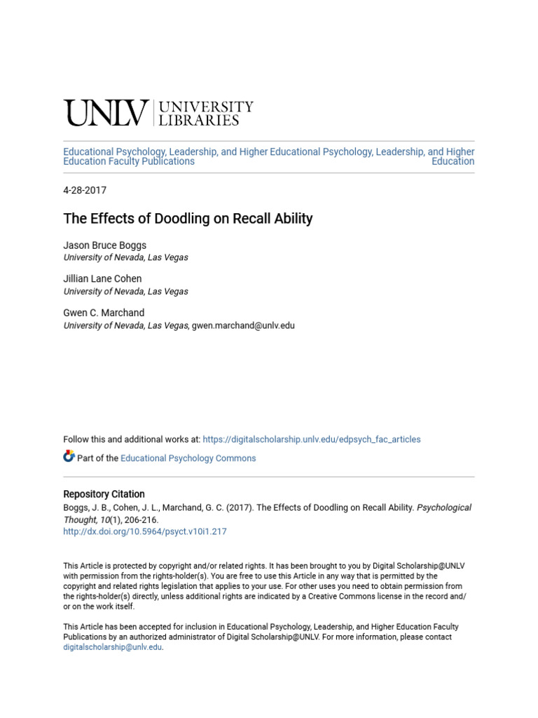 The Effects of Doodling On Recall Ability | PDF | Recall (Memory ...