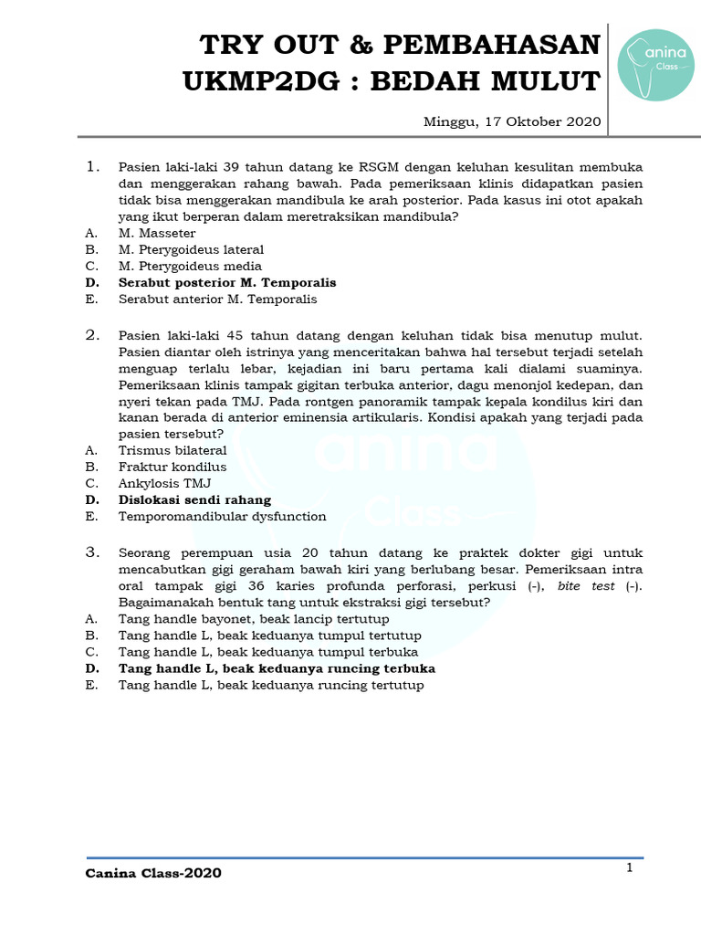 Soal dan Pembahasan Bedah Mulut UKMP2DG | PDF