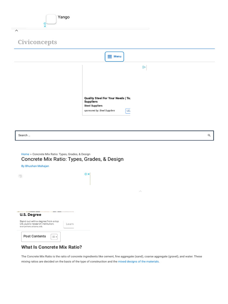 Concrete Mix Ratios and Grades Explained | PDF | Concrete ...